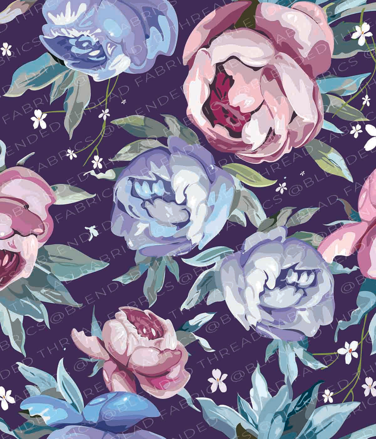 PRE ORDER - Purple Peonies – Blended Thread Fabrics