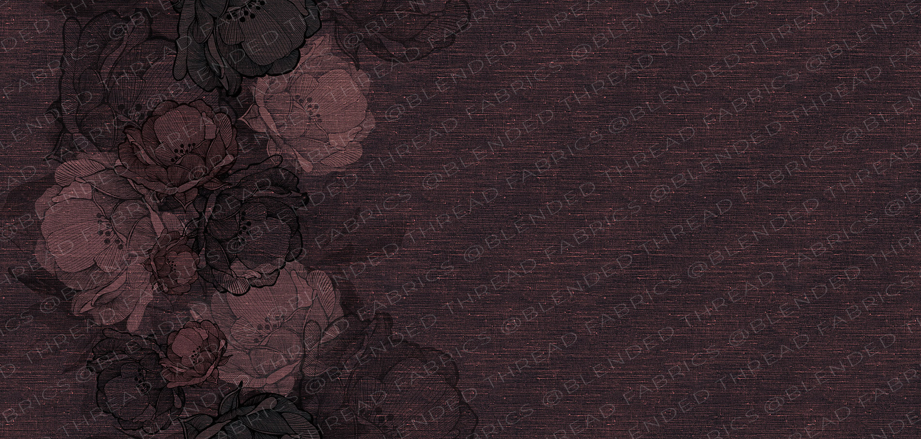 PRE ORDER - Dark Mulberry Anemone Border – Blended Thread Fabrics