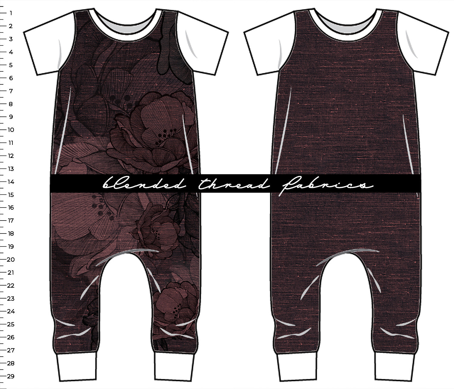 PRE ORDER - Dark Mulberry Anemone Border – Blended Thread Fabrics