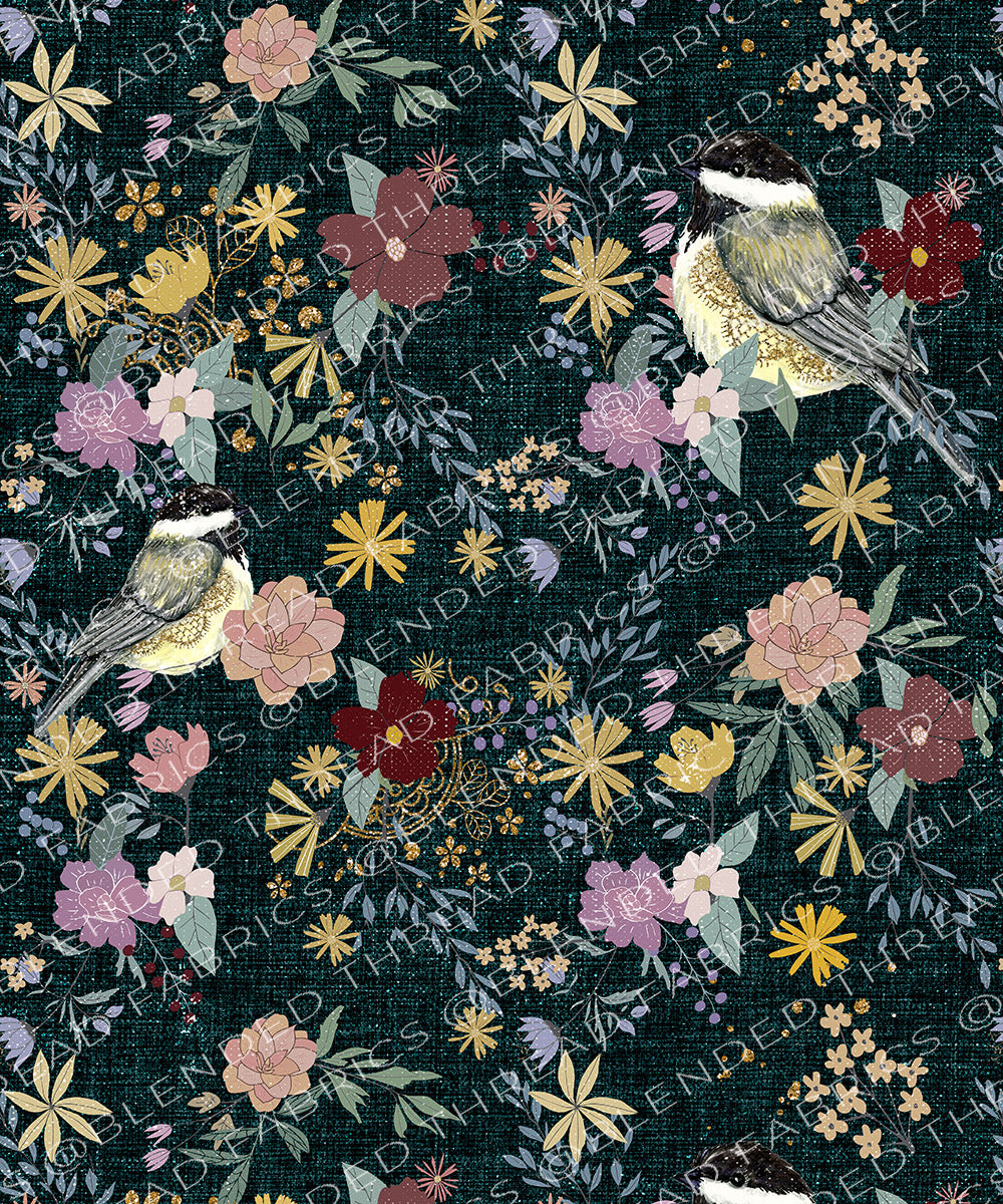 PRE ORDER - Deep Emerald Chickadee – Blended Thread Fabrics
