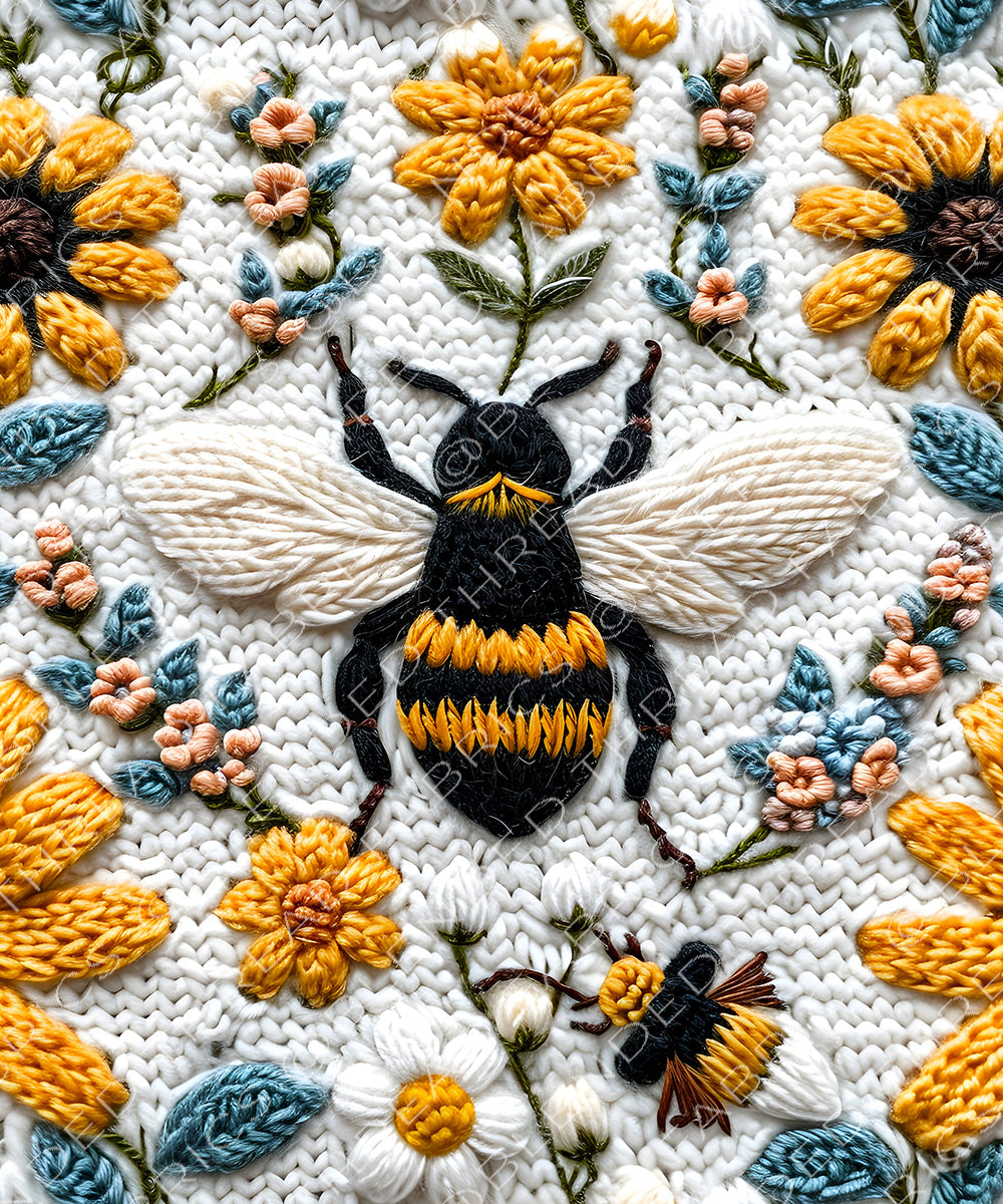 PRE ORDER - Embroidered Bees – Blended Thread Fabrics