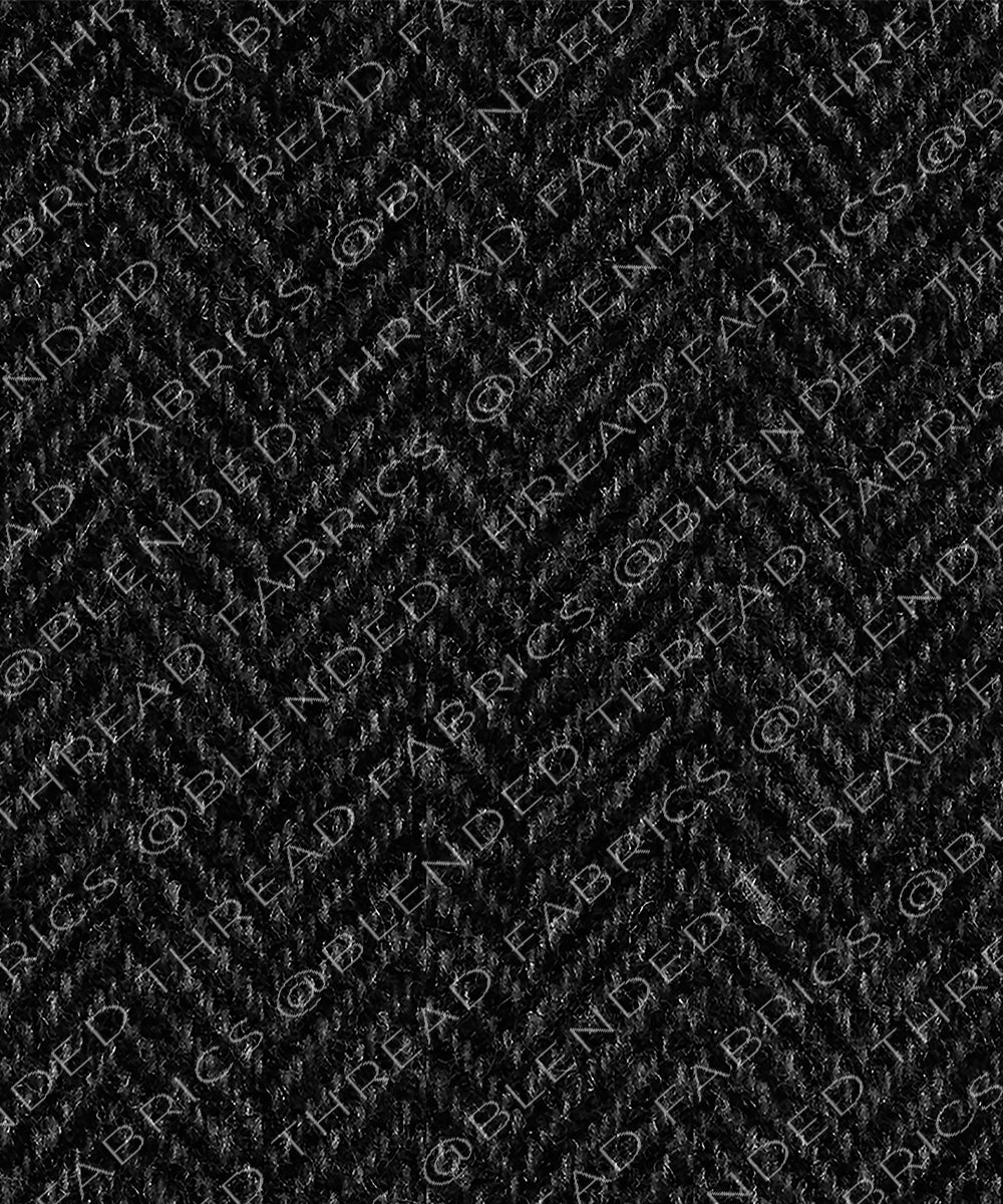 PRE ORDER - Large Scale Black Herringbone – Blended Thread Fabrics