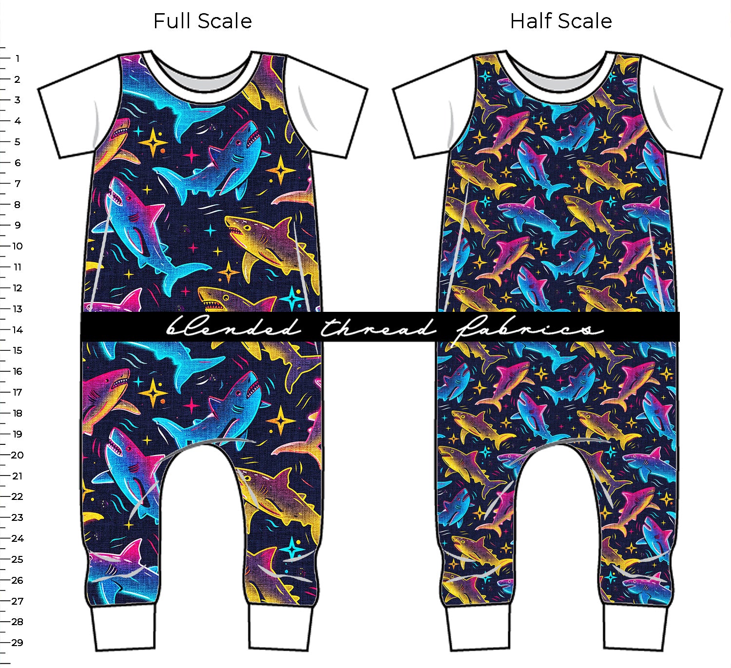 AUGUST - Neon Sharks – Blended Thread Fabrics