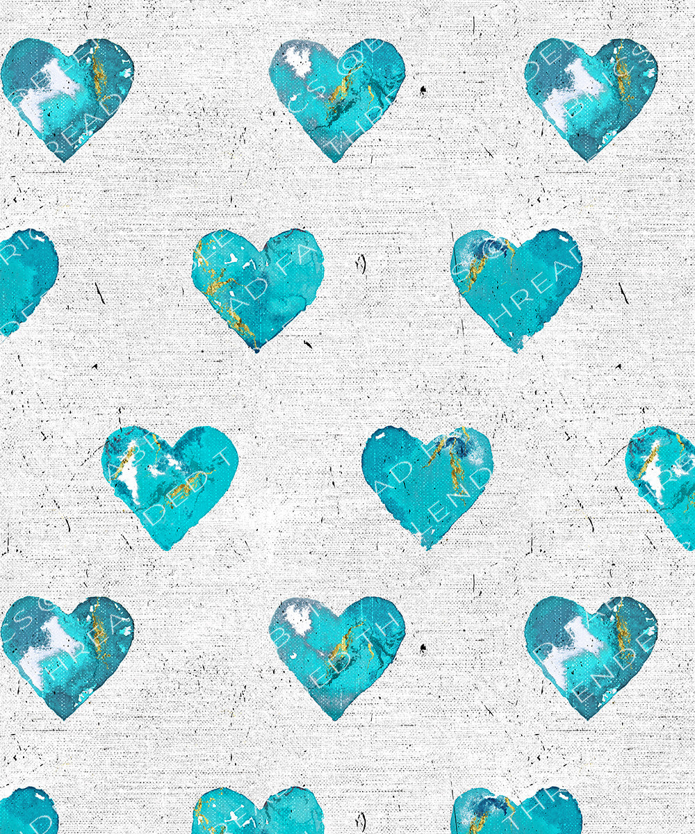 PRE ORDER - Turquoise Hearts – Blended Thread Fabrics